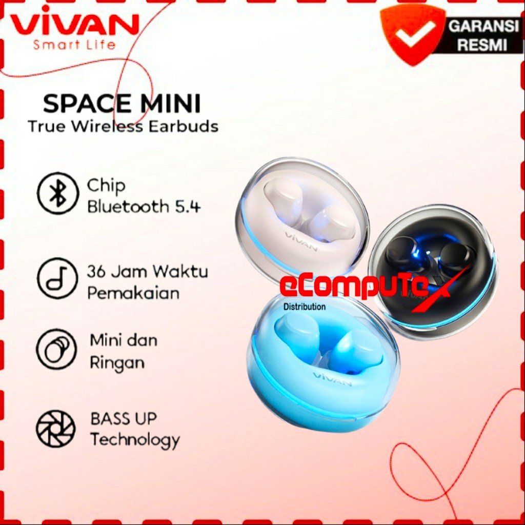 Jual VIVAN SPACE MINI TWS TRUE WIRELESS EARBUDS HEADSET BLUETOOTH 5.4 ...
