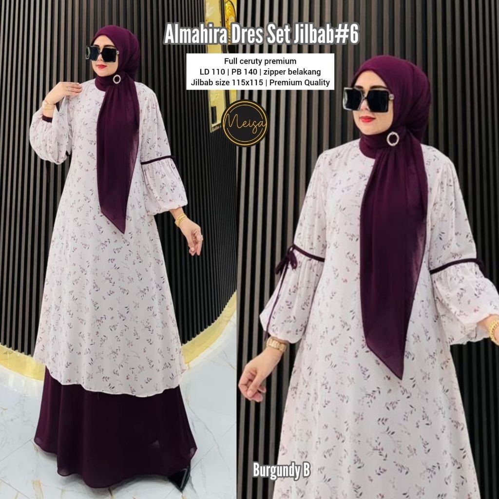 Jual 1102 ALMAHIRA DRESS SET JILBAB 6 by MeiSa | Shopee Indonesia