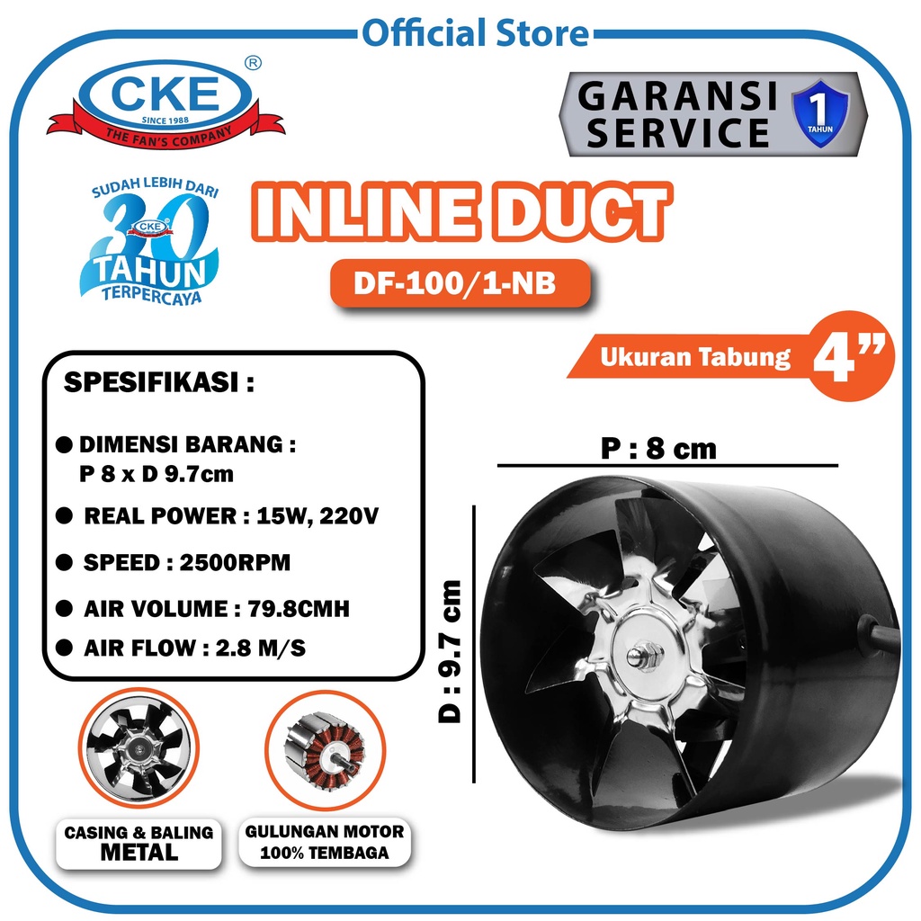 Jual 4" Inch Mini Inline Fan/Booster Fan 4 inch / Kipas Booster /Air ...