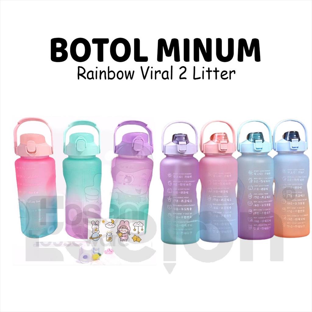 Jual Botol Minum Viral 2 LITTER / Botol Minum Motivasi + Sticker Lucu ...