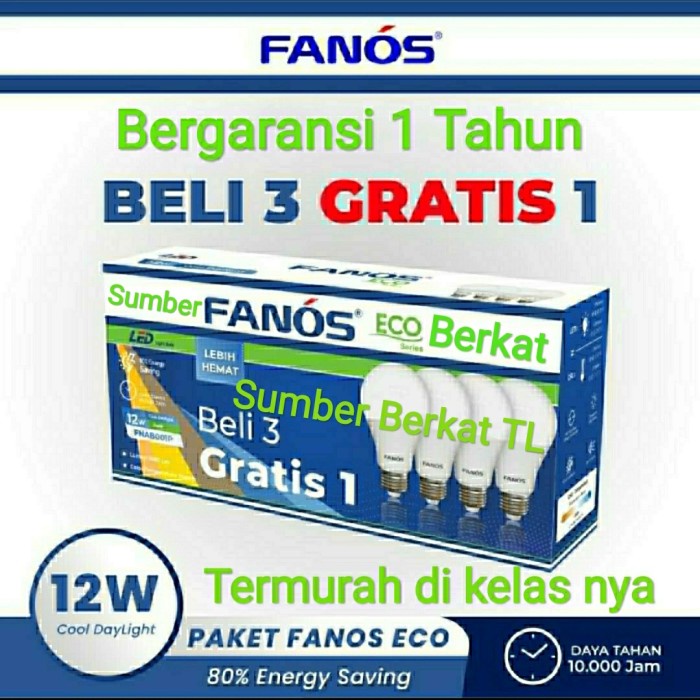 Jual Fanos LED Paket Beli 3 Gratis 1 Multipack Fanos ECO 12 Watt 12Watt 12W | Shopee Indonesia