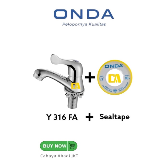 Jual ONDA Kran Wastafel Cuci Tangan Y 316 FA 1/2" + sealtape onda | Shopee Indonesia