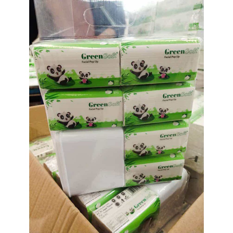 Jual BOP [1 PACK 6PCS + FREE BOX] TISU GREENSOFT POPUP 130 SHEETS + BOX ...