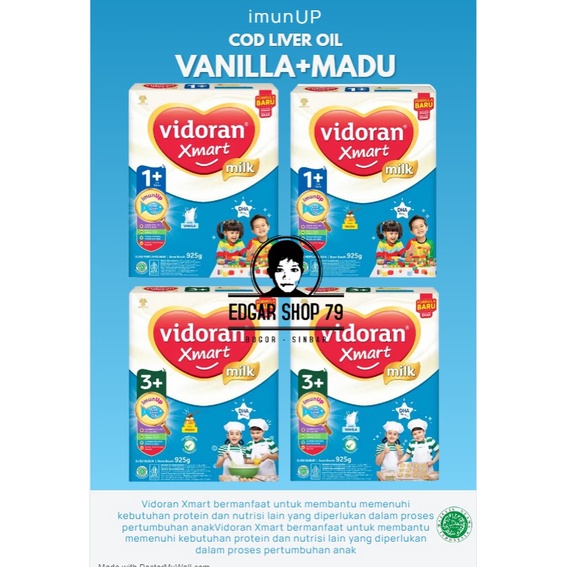 Jual Vidoran Xmart 1 Plus 3 Plus Vanila Madu 700GR Susu Formula ...
