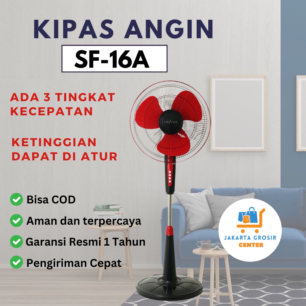 Jual [COD] Advance Kipas Angin Berdiri SF-16A / SF16A 16" inch Stand Fan Mesin | Shopee Indonesia