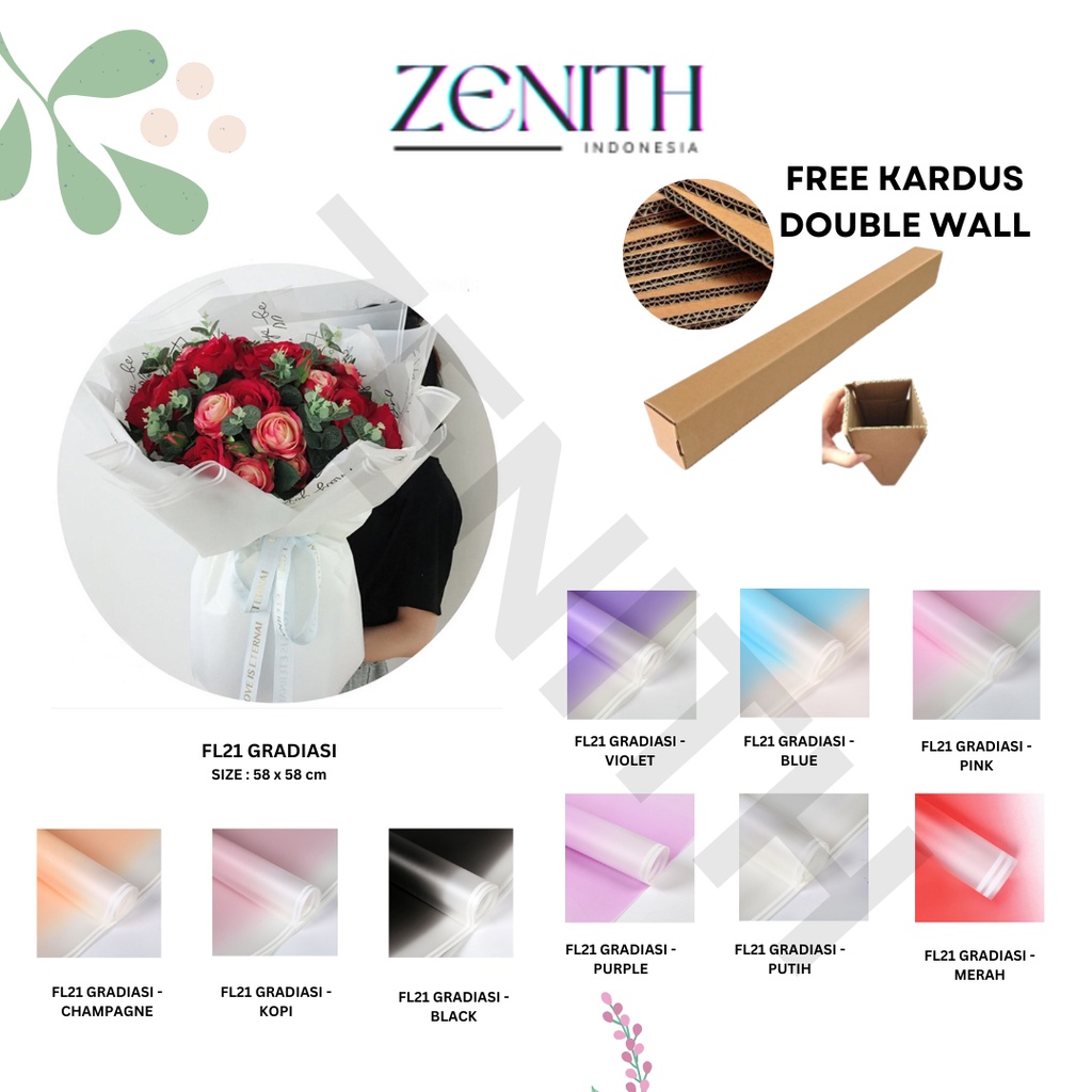 Jual Zenith - (5 LEMBAR) - FL21 GRADIASI Kertas Bunga Paper Buket Motif Gradiasi Double Line ...