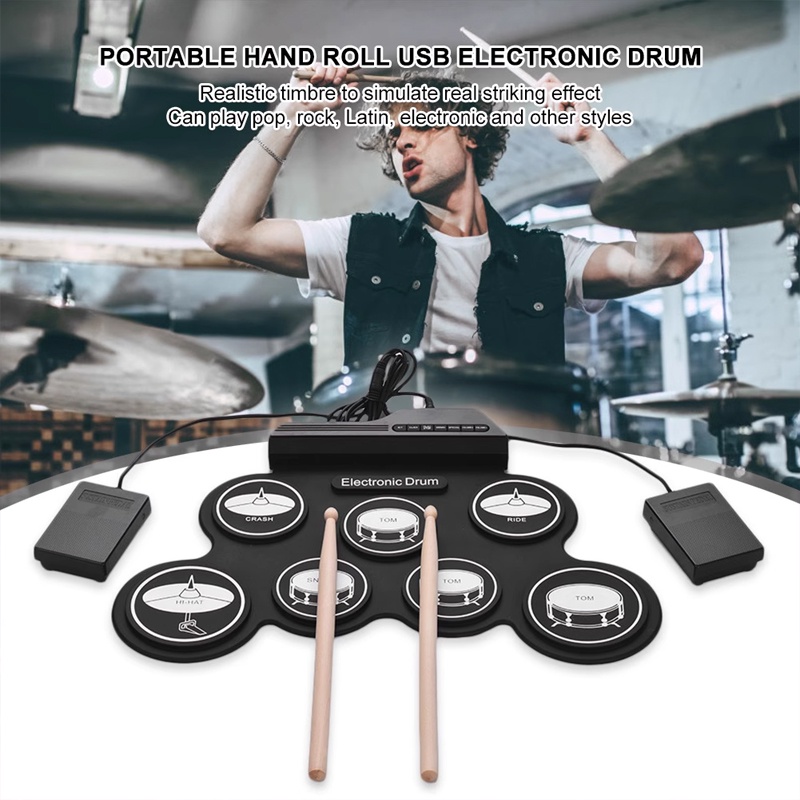 Jual Electric Drum Pad Kit COD Elektronik Portabel Digital USB 7 ...