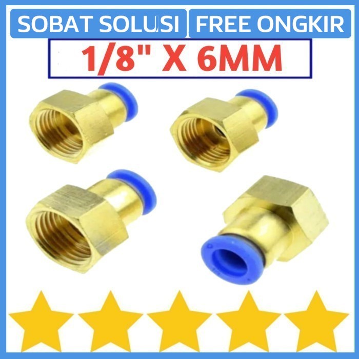Jual PNEUMATIC SLIP LOCK 1/8 X 6MM KONEKTOR FEMALE FITTING SELANG PU 6 ...