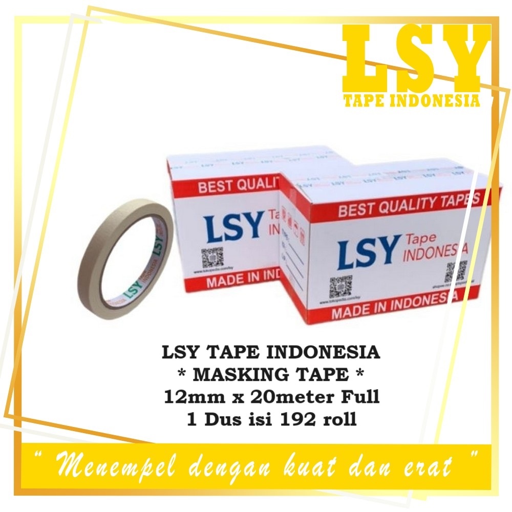 Jual LSY 1Dus Grosiran 192roll Lakban Kertas | Masking Tape 12mm x 20meter Full | Shopee Indonesia