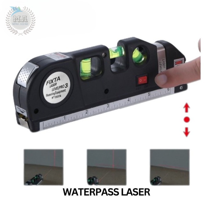 Jual FXIT PENGGARIS LASER WATERPAS LASER LEVEL PRO 3 + METERAN 250 CM ...