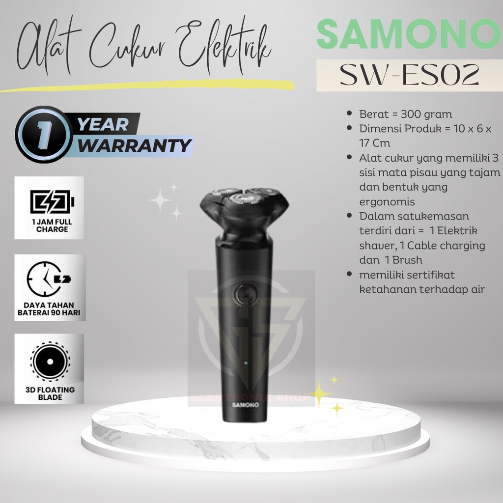 Jual Electric Shaver / Alat Cukur Samono SWES02 (Anti Air Warna Hitam) | Shopee Indonesia