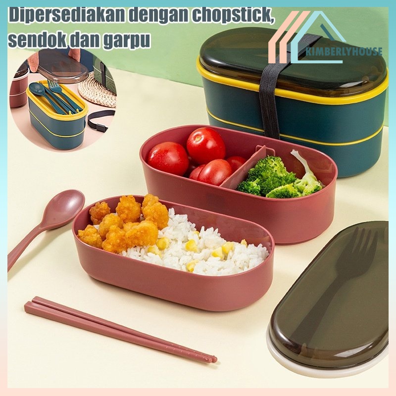 Jual Kotak Makan 2 Susun/ Kotak bekal makan siang/Bento Set 700ml/ Portable Kotak / Lunch Box ...