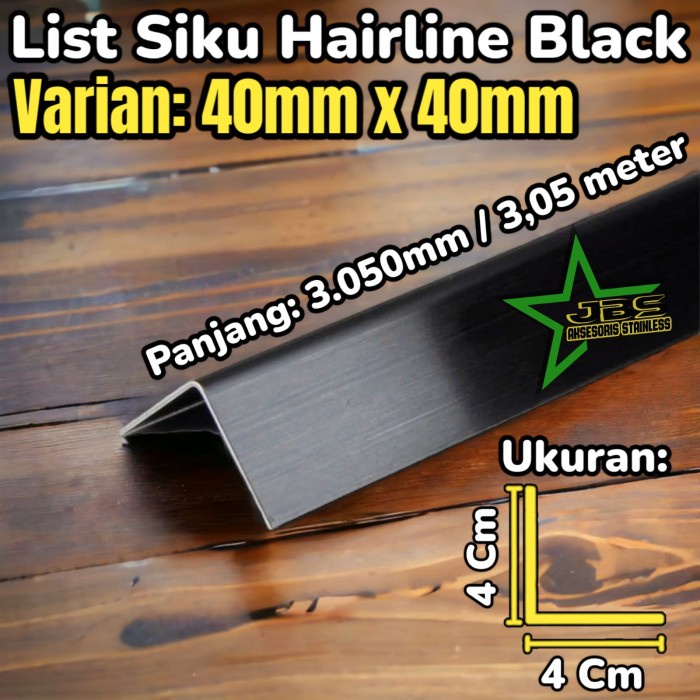 Jual L BLACK HAIRLINE 40x40x3.050MM T: 0.8MM SIKU L STAINLESS SS 201 ...