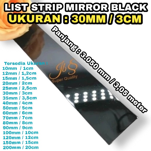 Jual LIST PLAT STRIP BLACK MIRROR STAINLESS STEEL 201 30mmX305CMxT 0 ...