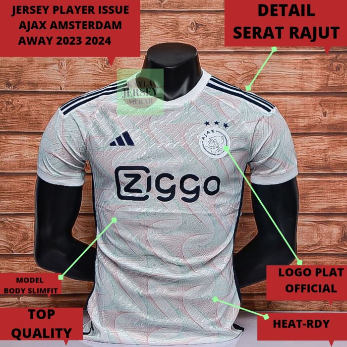 Jual JERSEY BOLA PLAYER ISSUE AJAX AMSTERDAMM AWAY 2023 2024 TOP QUALITY | Shopee Indonesia