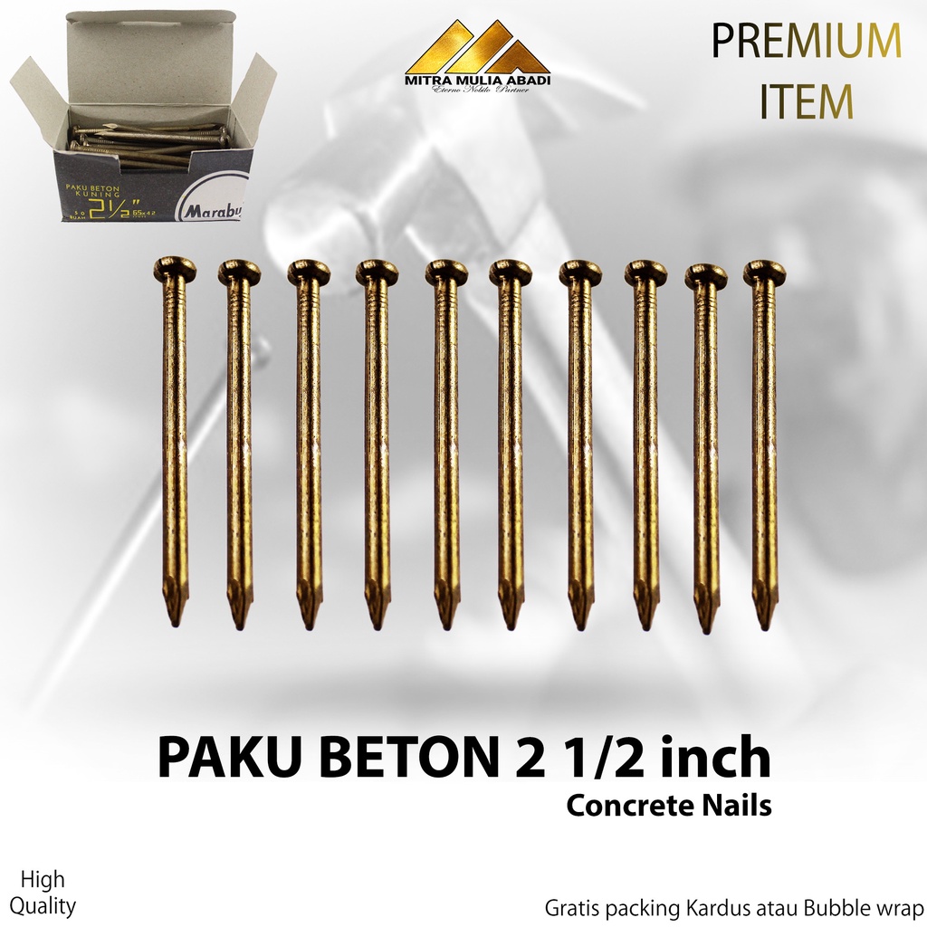 Jual Paku Beton Kuningan 2,5" / Paku Beton Kuningan 6,5cm | Shopee ...