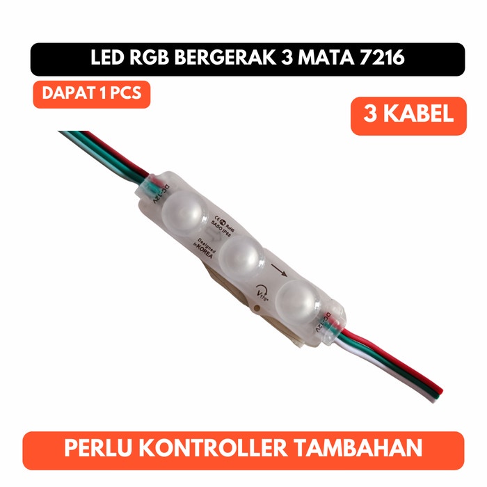 Jual Lampu 7216 RGB 3 Led Mata Running RGB 12V Gerak 3L 12 Volt ...