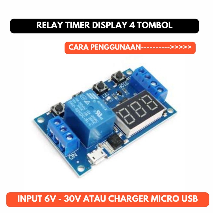 Jual Relay Timer Switch Control Micro USB Display Delay Time Off On ...