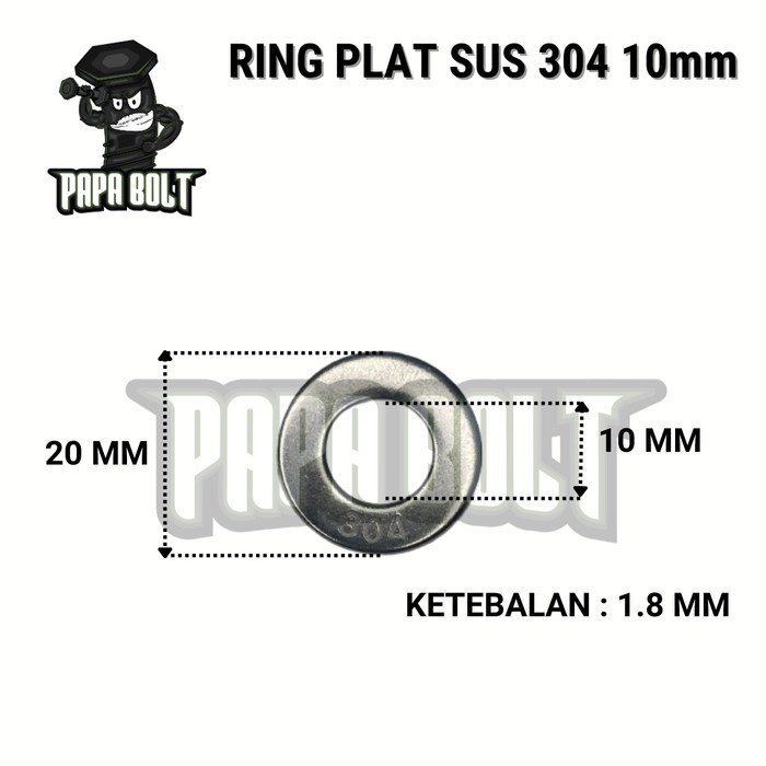 Jual Ring Plat Stainless Steel 304 M10 SS304 WP Washer Plate 10mm ...
