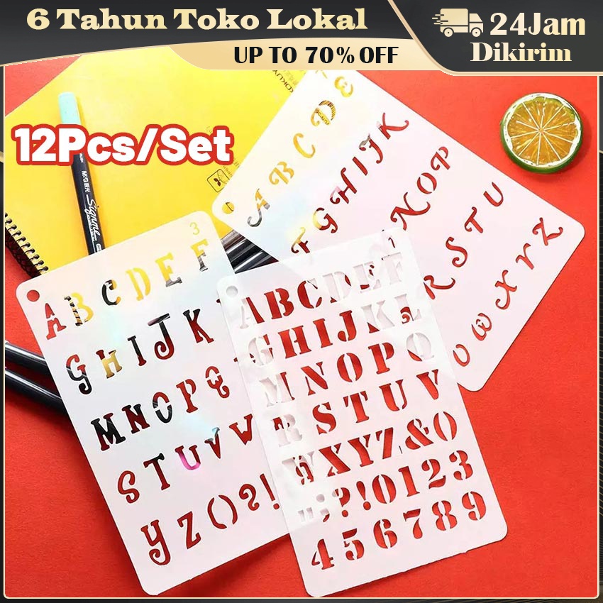 Jual 12 Pilihan Templat Alfanumerik Untuk Menulis/Menggambar/Mewarna ...