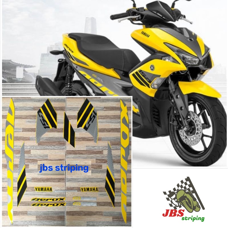 Jual Striping Yamaha aerox 155 VVA kuning silver tahun 2017 2018 stiker ...