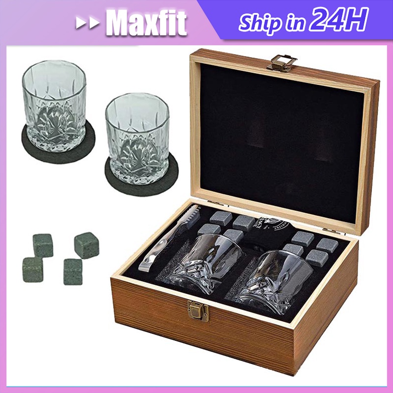 Jual Gelas Whiskey Glass Gift Set Premium With Stone & Klip Es & Kotak ...