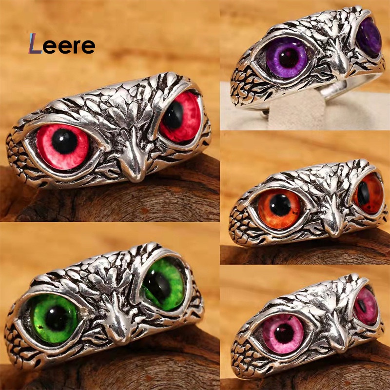 Jual LEERE - COD Cincin Model Terbuka Burung Hantu Kristal Punk Vintage ...