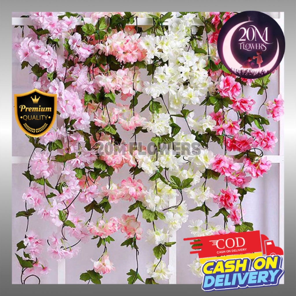 Jual COD Bunga Rambat Juntai Cherry Blossom Sakura Artificial Plastik ...