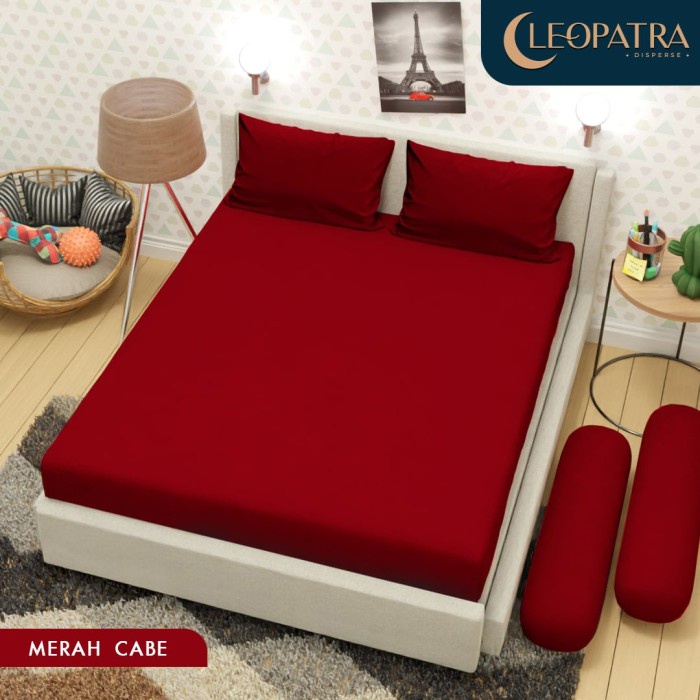 Jual Sprei Cleopatra Polos Tanpa Emboss 160x200 Aneka Warna - Merah ...