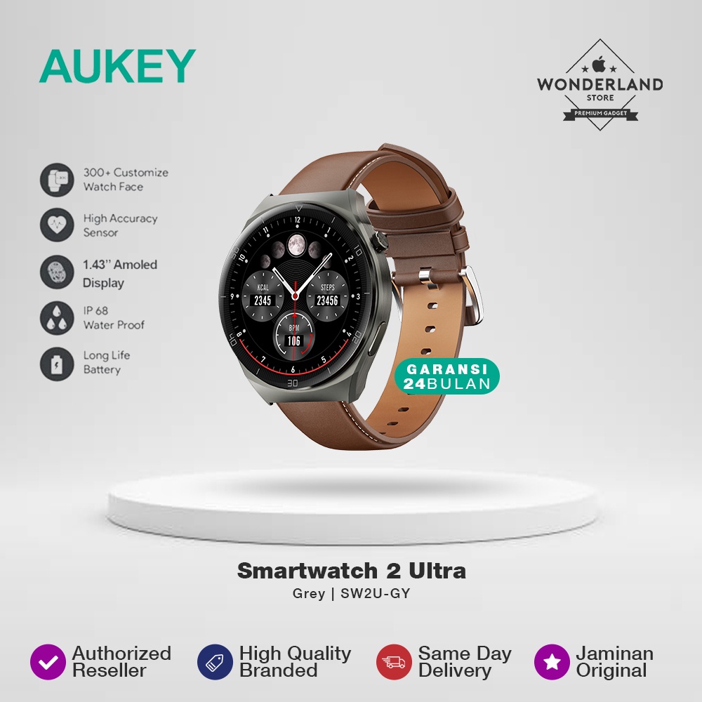 Jual Aukey Smartwatch 2 Ultra SW-2U Gray Amoled Display Bluetooth Call ...