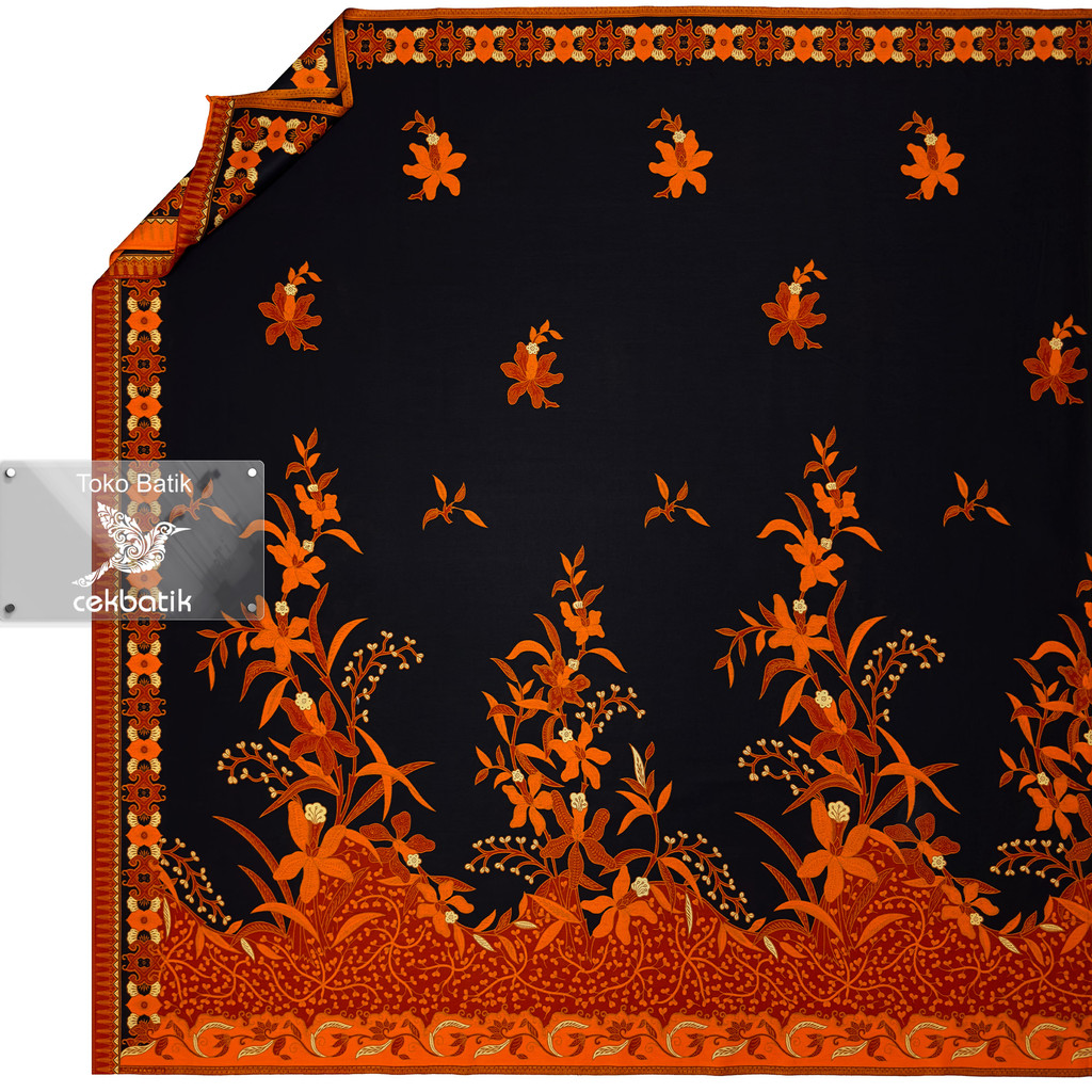 Jual batik - Motif Modern Bunga Hitam Manis Elegan (Orange) | Shopee ...