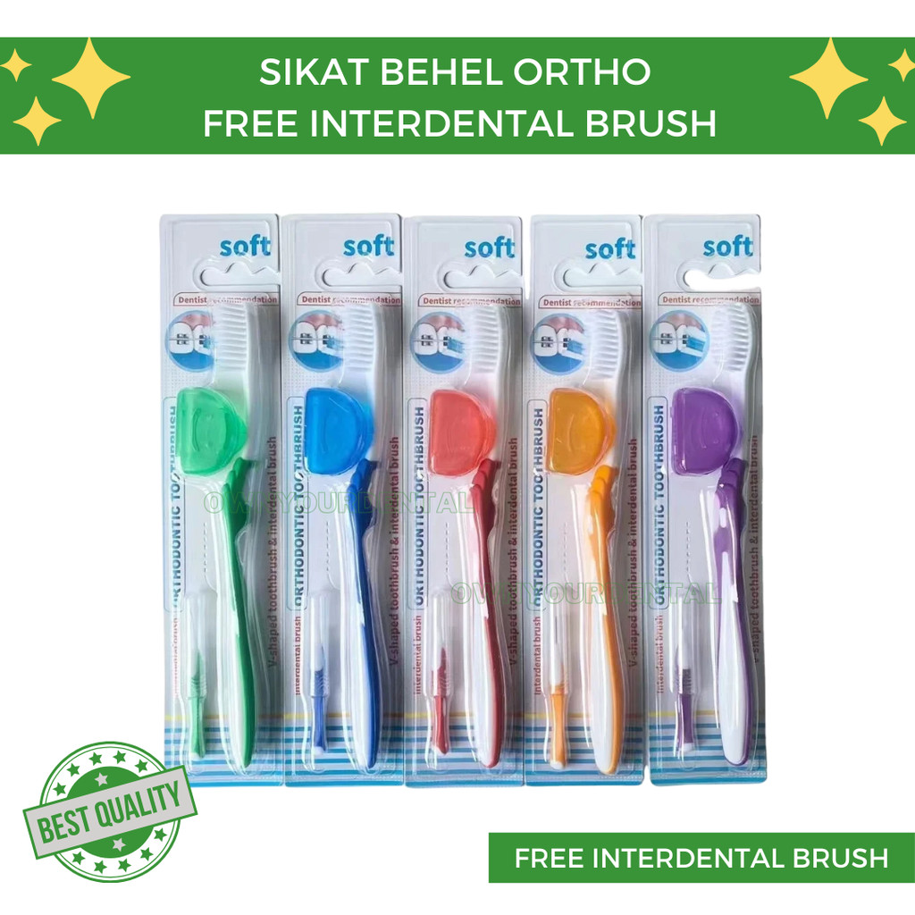 Jual Sikat Gigi Behel Ortho Toothbrush V Shape Free Interdental Brush ...