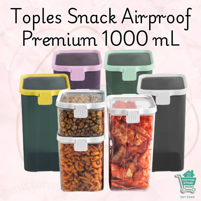 Jual HOMTON Toples Snack Airproof Premium American Colour 1000ml Wadah ...