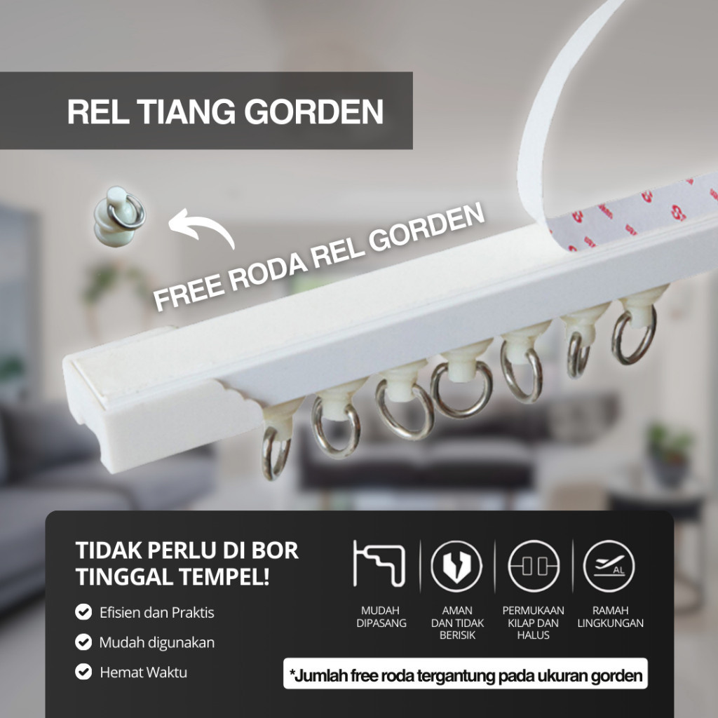 Jual Tiang Rel Gantung Gorden Bahan ABS Model M Tanpa Bor | Shopee ...