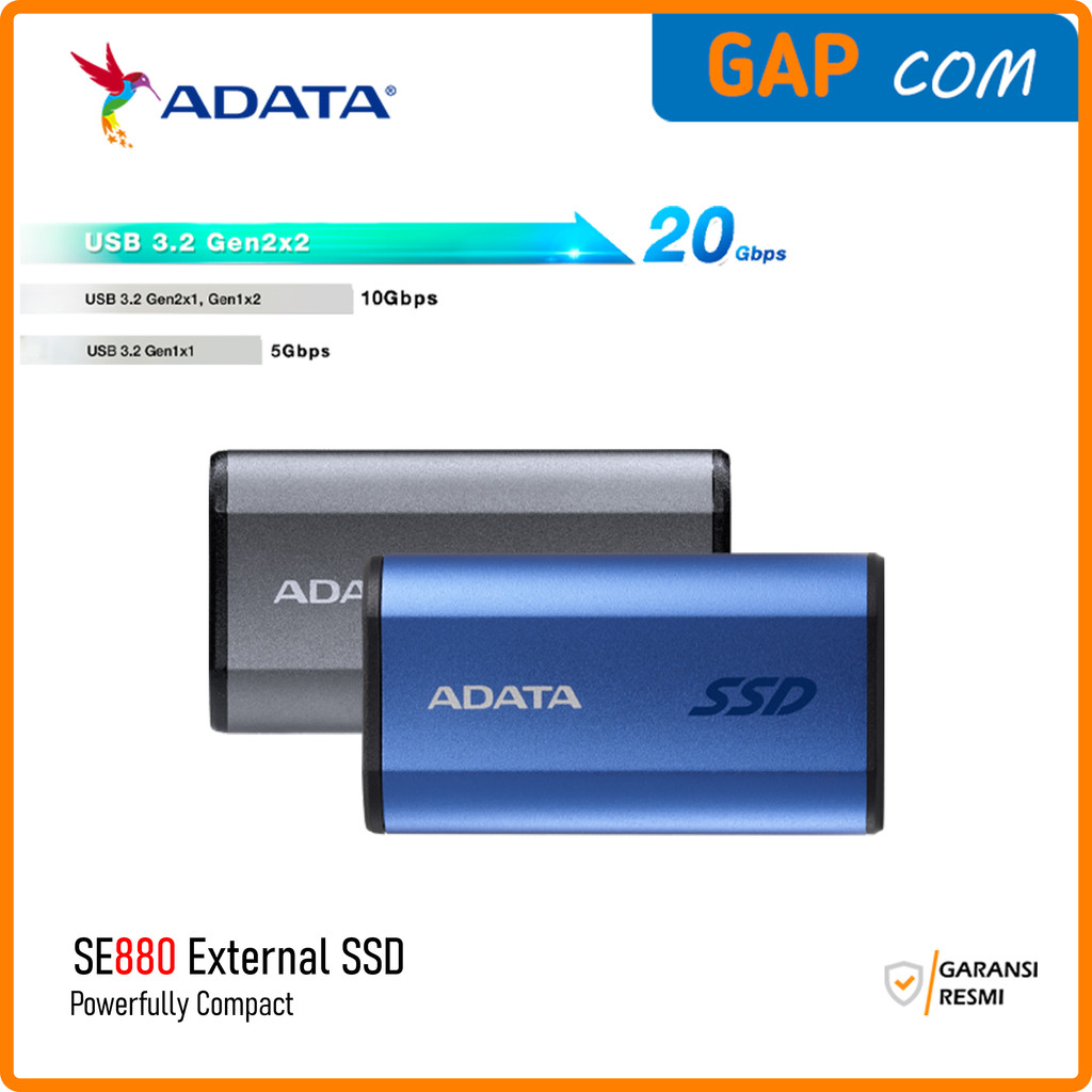 Jual SSD External 500GB 1TB 2TB | ADATA SE880 USB 3.2 Gen2 x2 Type-C Portable Compact SSD ...