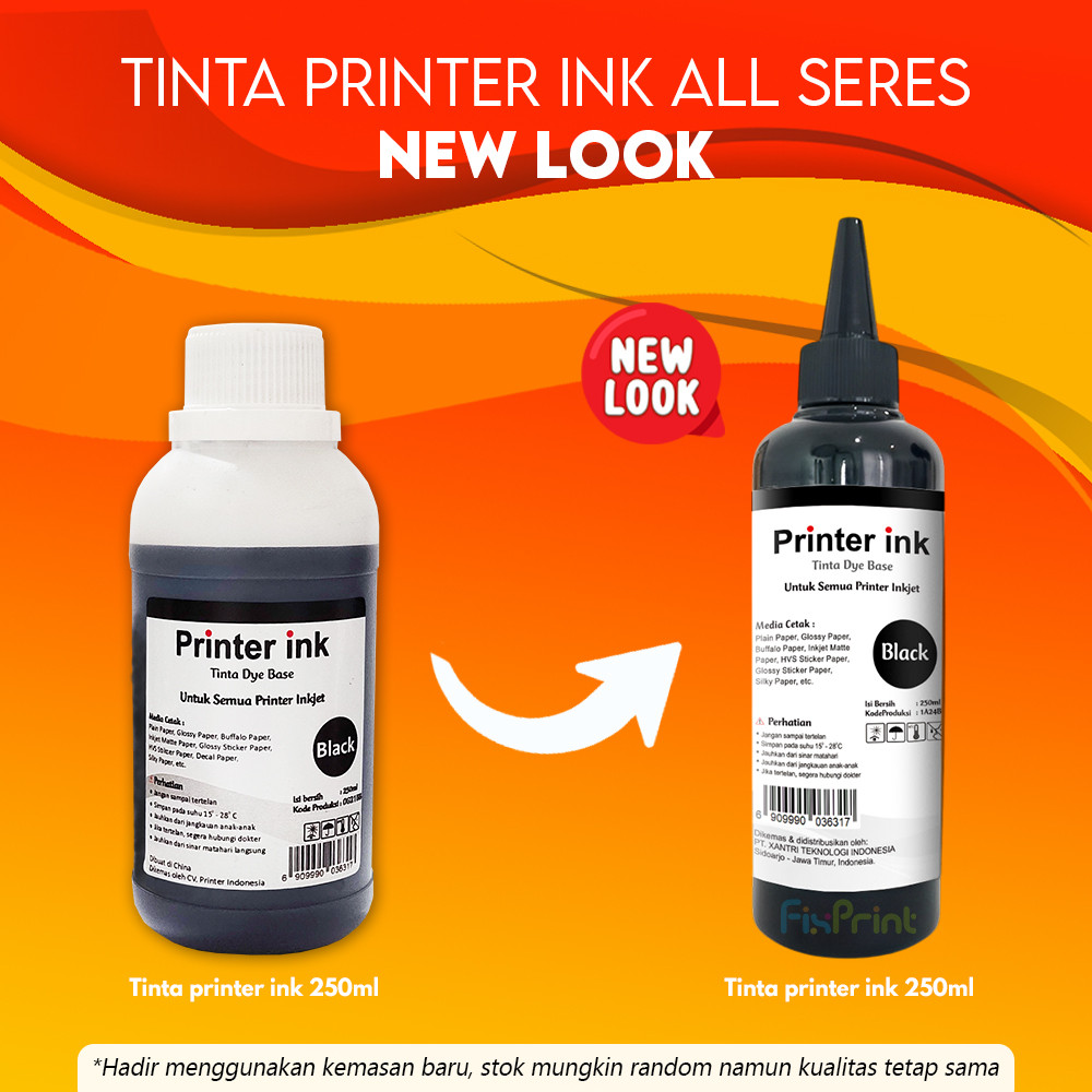 Jual Tinta Refill Printer Ink 250ml Black Tinta Botol Dye Base Printer ...