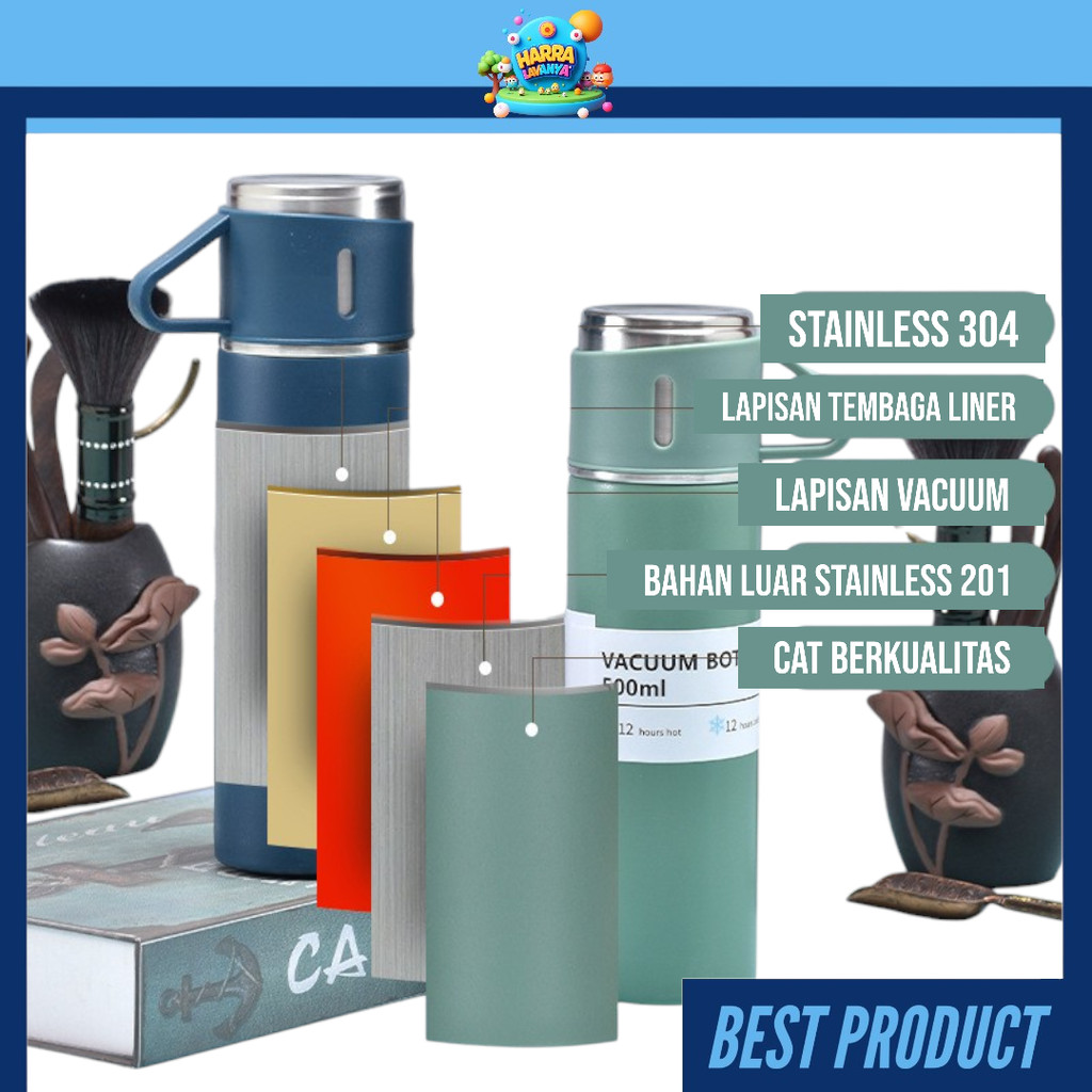 Jual Botol Souvenir Hampers Termos Stainless Set / Botol Vacumm Set ...