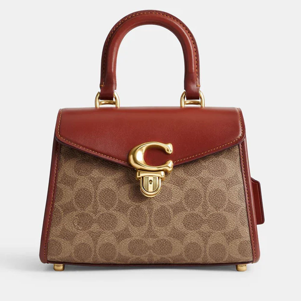 Jual Coach Sammy Top Handle 21 In Signature Canvas Tan Rust | Shopee ...