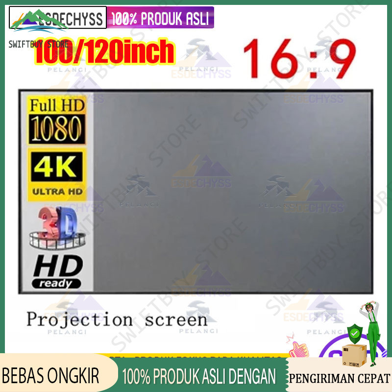 Jual Layar Proyektor Anti Light 120 Inch Ratio 16:9 | Screen Projector ...