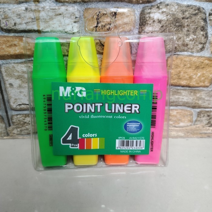 Jual M&G highlighter / stabillo point liner set / 1 set isi 4 warna ...