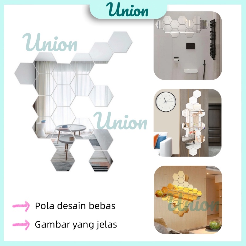 Jual Union-Stiker Cermin Dinding Anti Pecah Segi Enam Tempel/Sticker ...