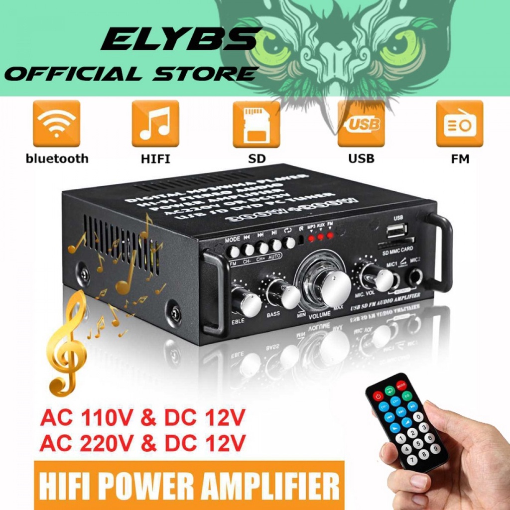 Jual Amplifier Audio Bluetooth Stereo Hi-Fi EQ Karaoke FM Radio 600W ...