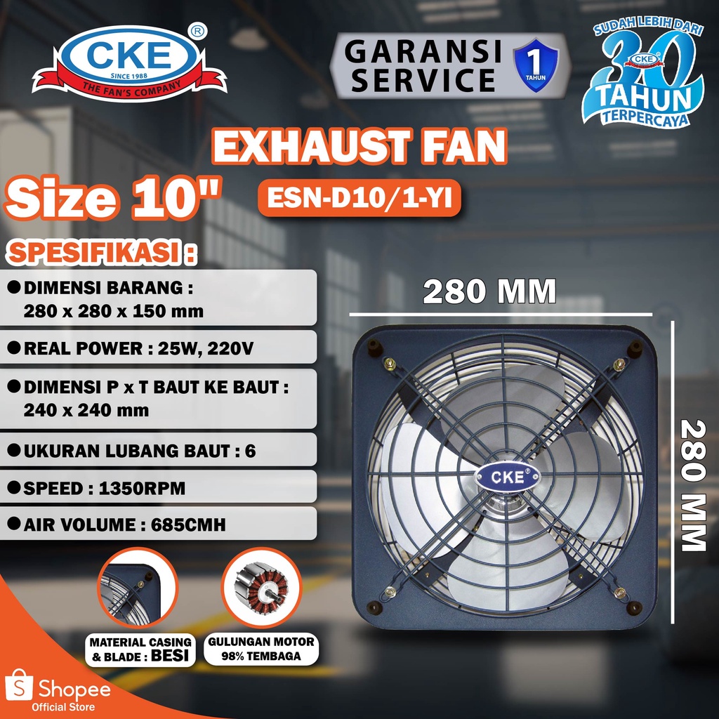 Jual CKE Exhaust Fan Standard DBN 10 Inch Rumah Toilet Dapur Restoran ...