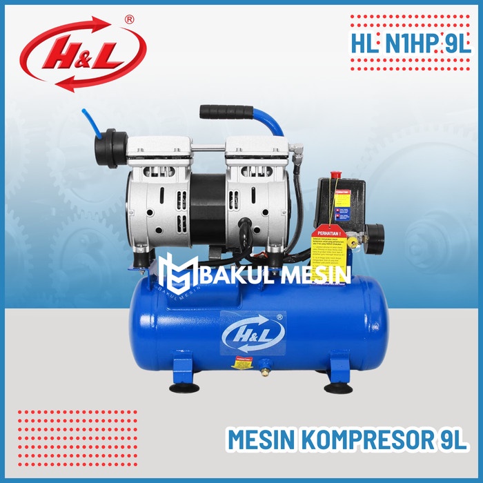 Jual Mesin Kompresor Angin Compressor 1HP H&L HL N1HP 9L OILESS | Shopee Indonesia