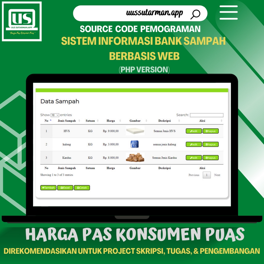 Jual source code Sistem Informasi Bank Sampah Berbasis Web (PHP) | Shopee Indonesia