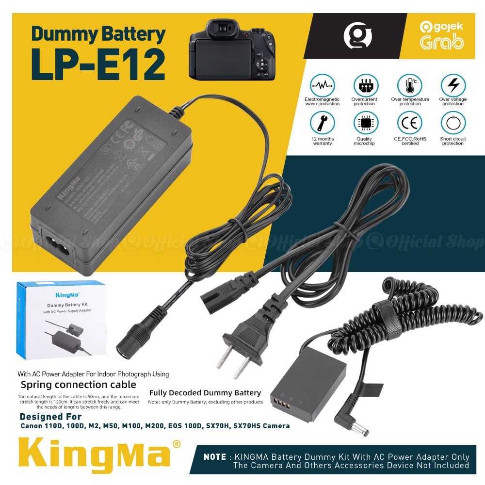 Jual KingMa Dummy Battery Kit LP-E12 Indoor with AC Power Supply ...