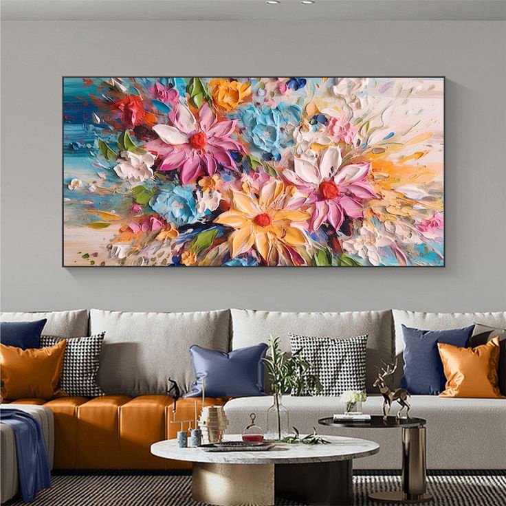 Jual Lukisan Abstrak Bunga Realis Timbul full Texture. Lukisan Bunga ...