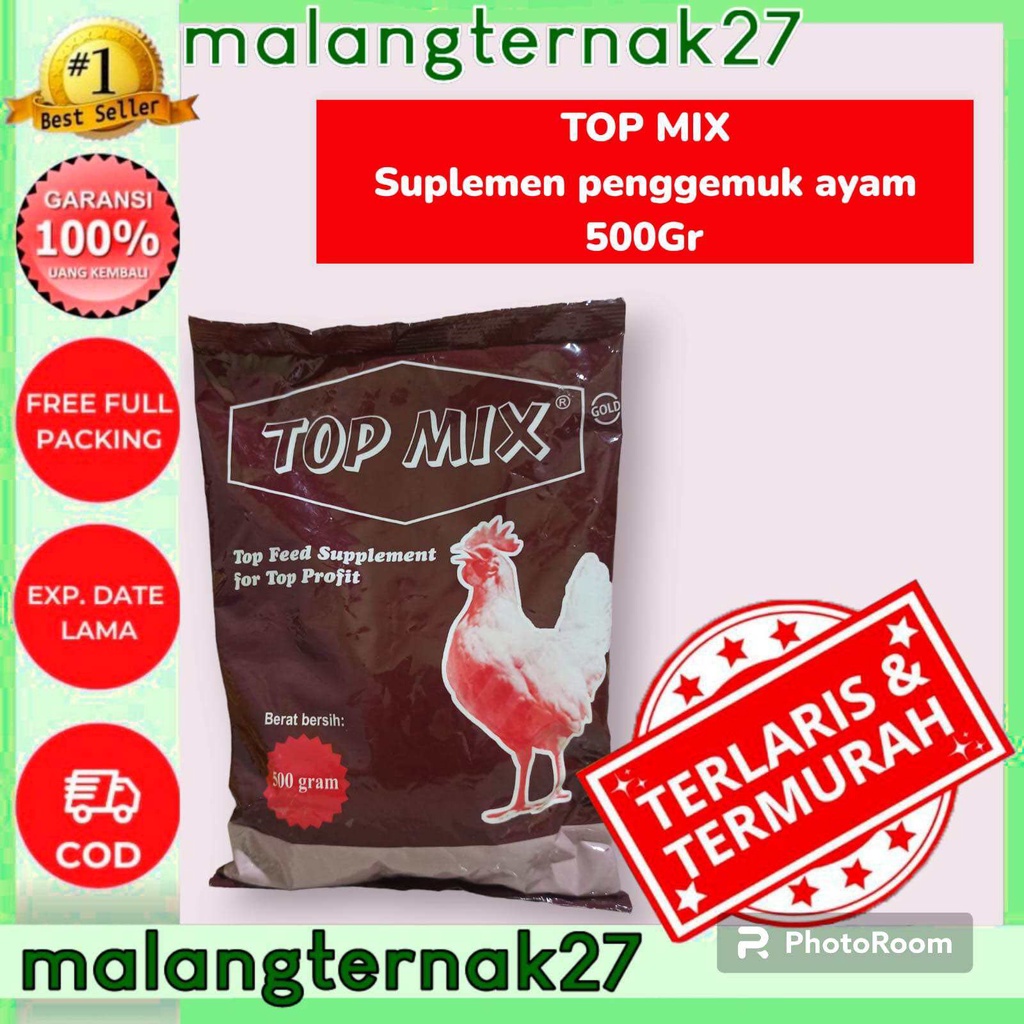 Jual topmix top mix premix ayam 500gr penggemuk ayam kampung pejantan ...