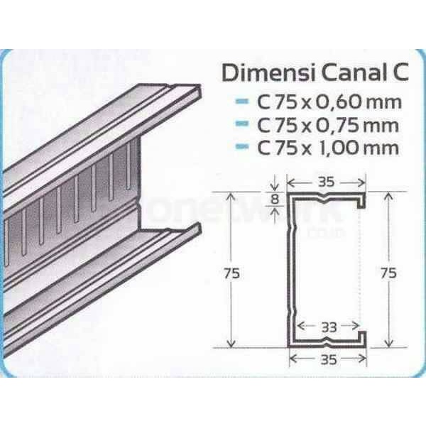 Jual CANAL C BAJA RINGAN C75 X 0,75MM | Shopee Indonesia