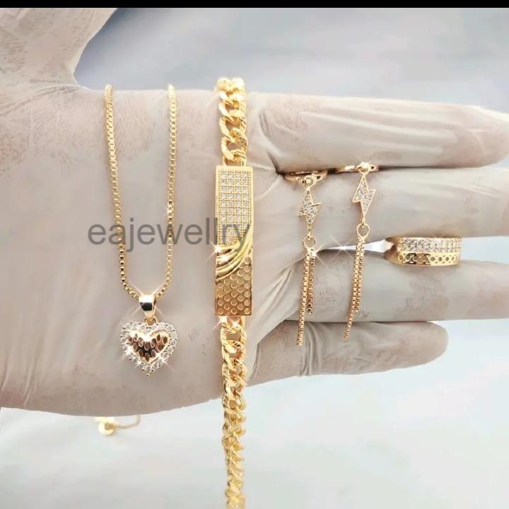 Jual Perhiasan emas 1 set simple motif hati asli 24 karat mewah elegan ...